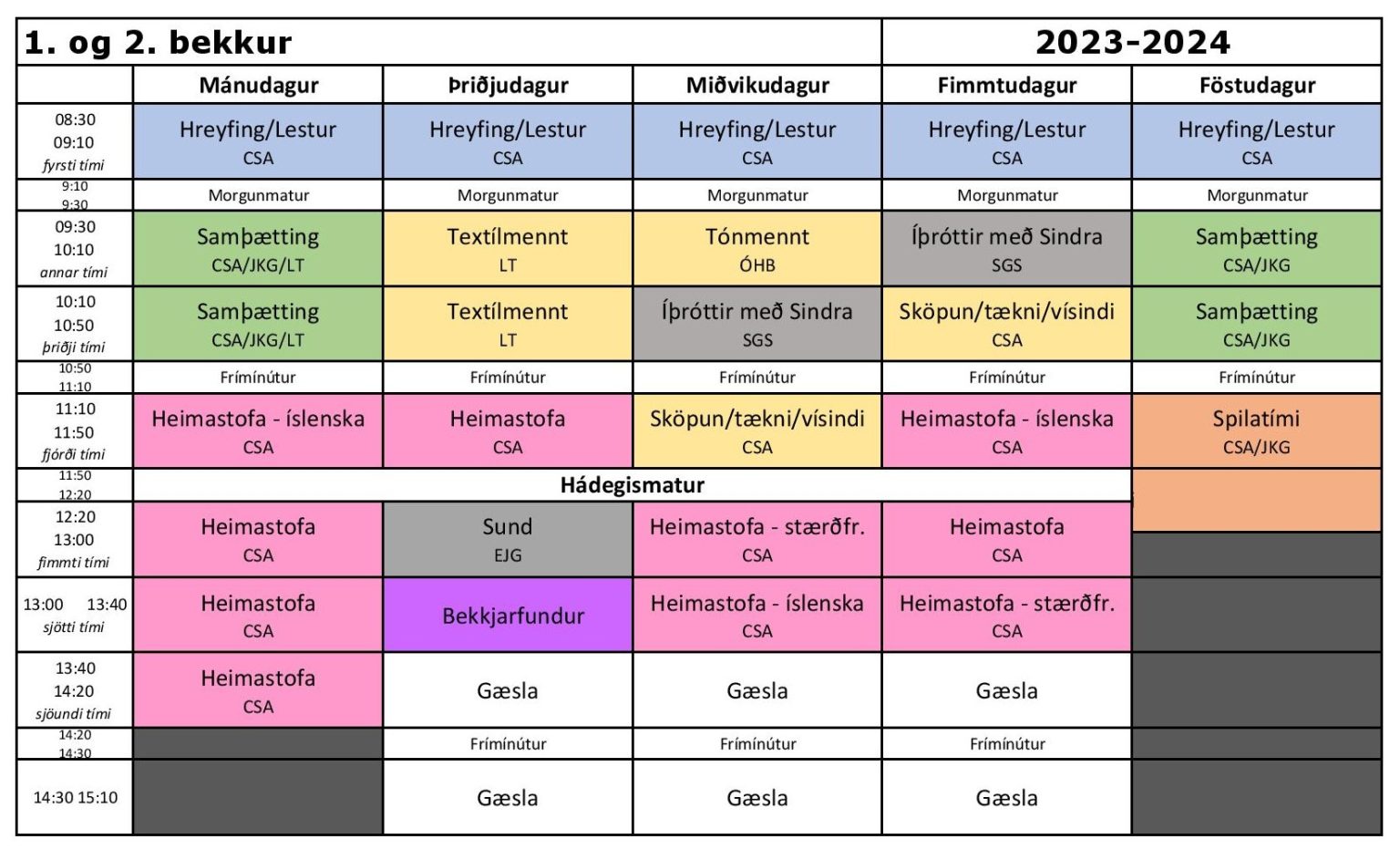 Stundatöflur | Auðarskóli